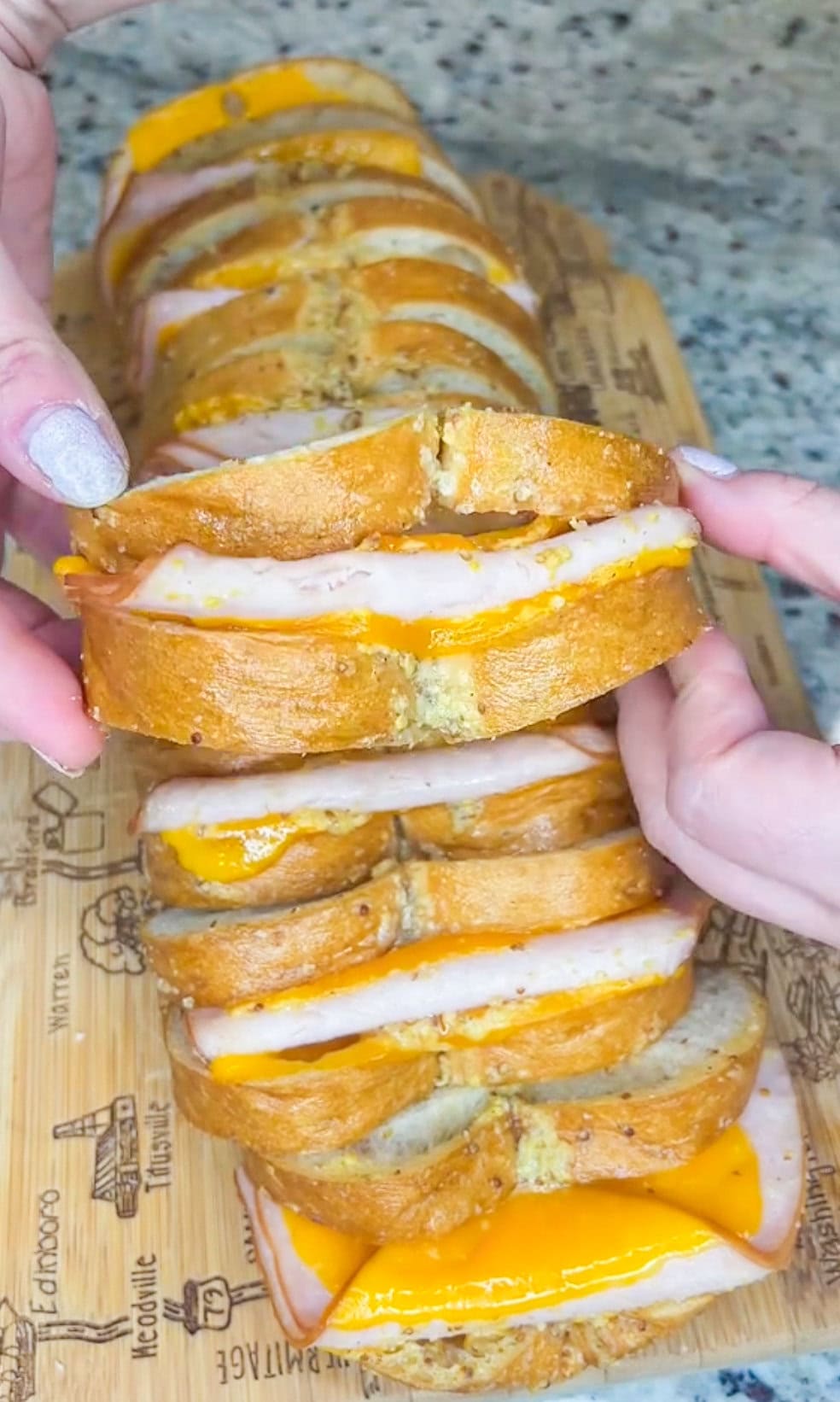 Hasselback Turkey and Cheese Sandwich